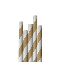 Kraft and White Striped Extra Long Narrow Paper Drinking Straw 240x6mm ...