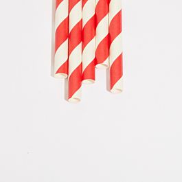 Red and White Striped Extra Long Medium Paper Drinking Straw 240x8mm ...